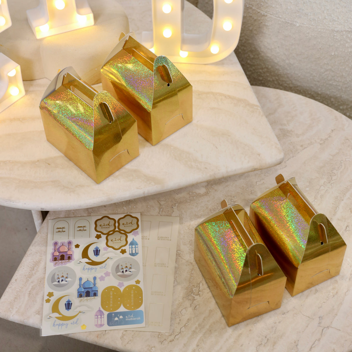 4 pack Treat Boxes SET - Hologram Gold – MABROOKATIONS®